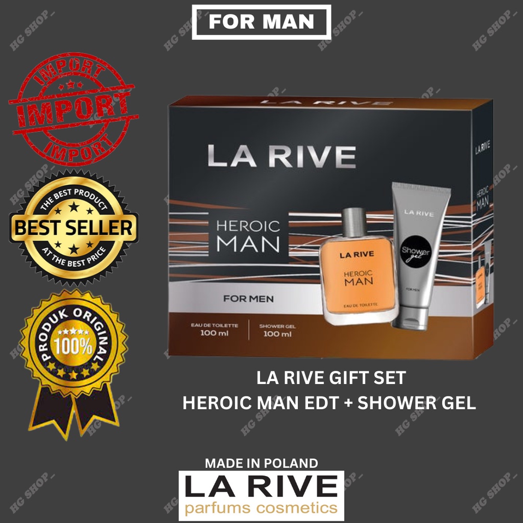 LA RIVE HEROIC MAN GIFT SET (EDT 100ml + GEL 100ml) ORIGINAL | Shopee ...