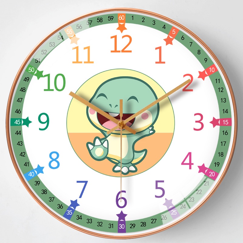 Learning Clock for Kids 8-16 inch Educational Gold Wall Clock Silent ...