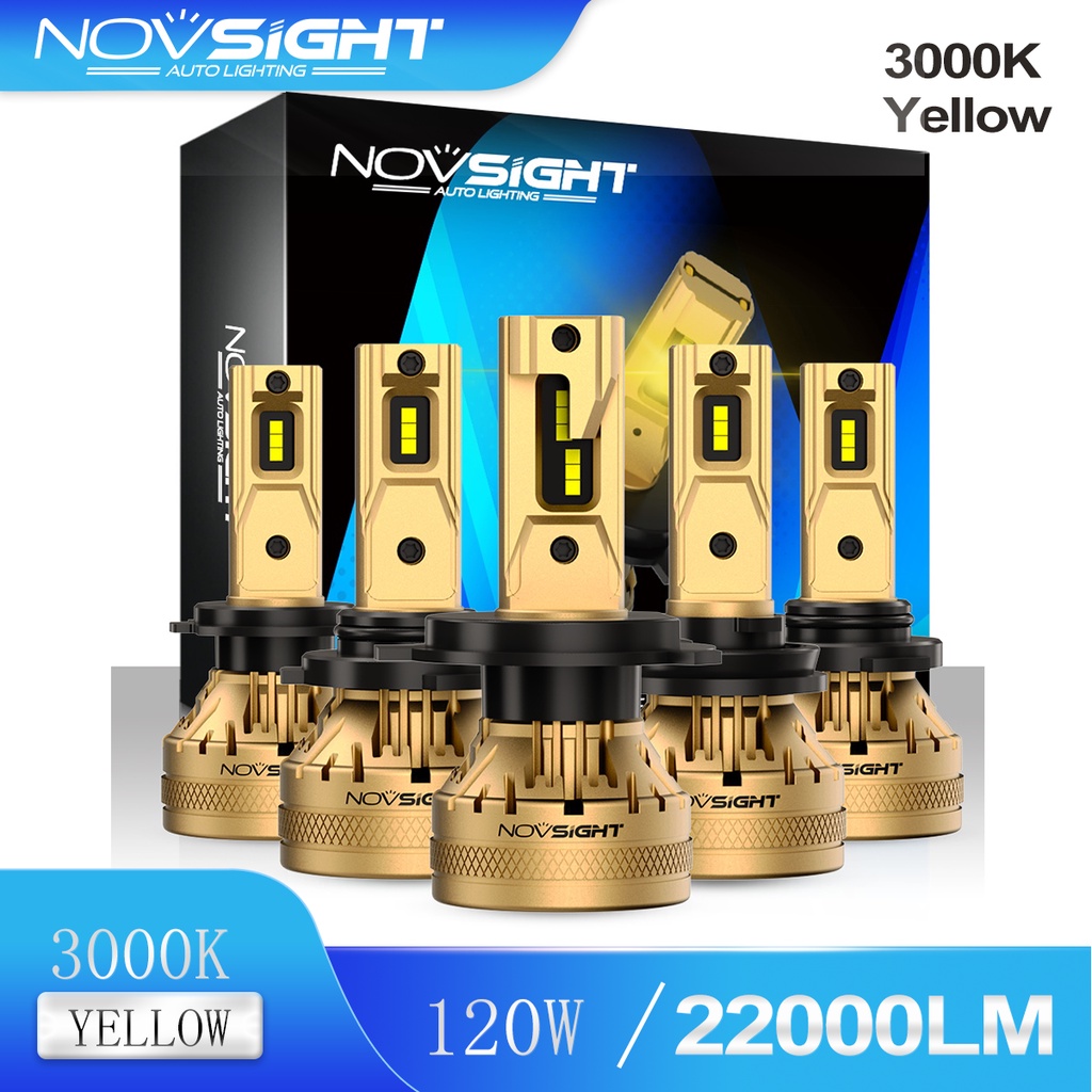Novsight N37Y 3000K yellow light Car H11 LED Headlight H4 9005 9006 H7 ...