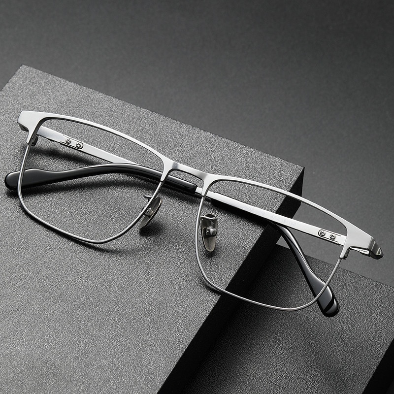 Square Fashion Business Pure Titanium Glasses Frame Men Women Large ...