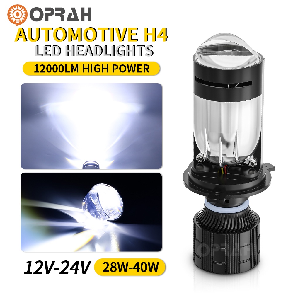 [12,000lm] 2PCS 80W High Power Super Bright H4 LED Headlight Projector ...