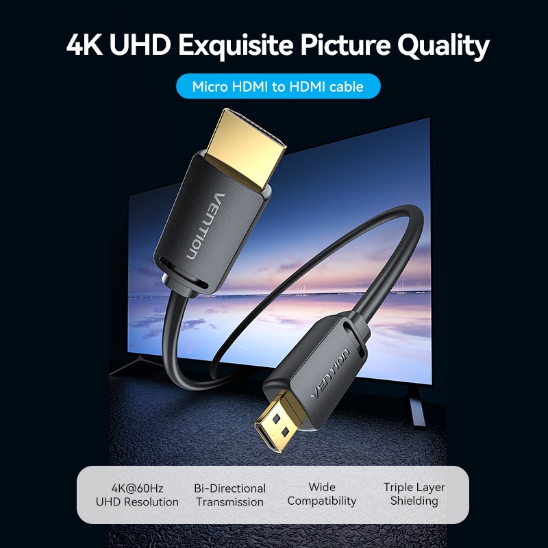 Vention Micro HDMI to HDMI Cable 4K 60Hz HDMI UHD Video Cable For ...