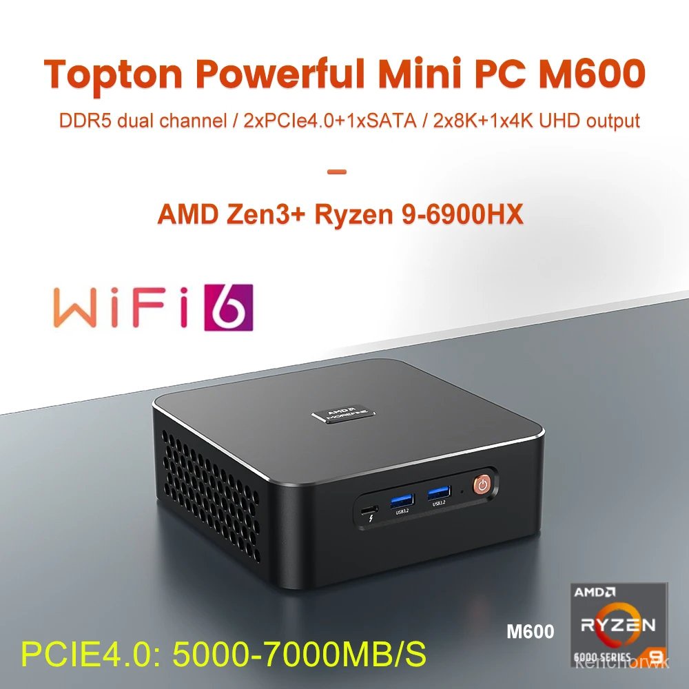 ⚡FLASH SALE⚡Topton M600 Gaming Mini PC AMD Rzyen 9 6900HX 7 PRO 6850H 2xDDR5 2xPCIe4.0 Dual 2.5G ...