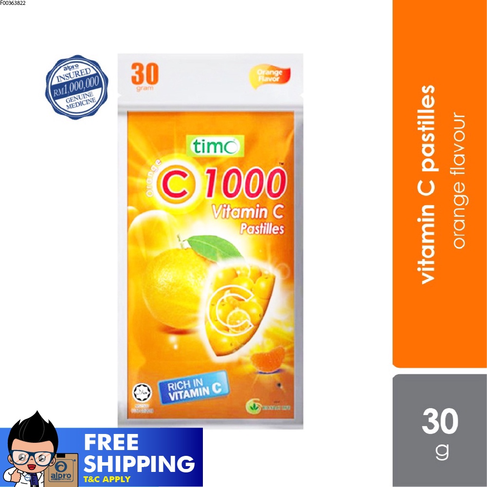 Timo Vitamin C 1000mg Pastilles - Orange or Blackcurrent (30g) | Shopee ...