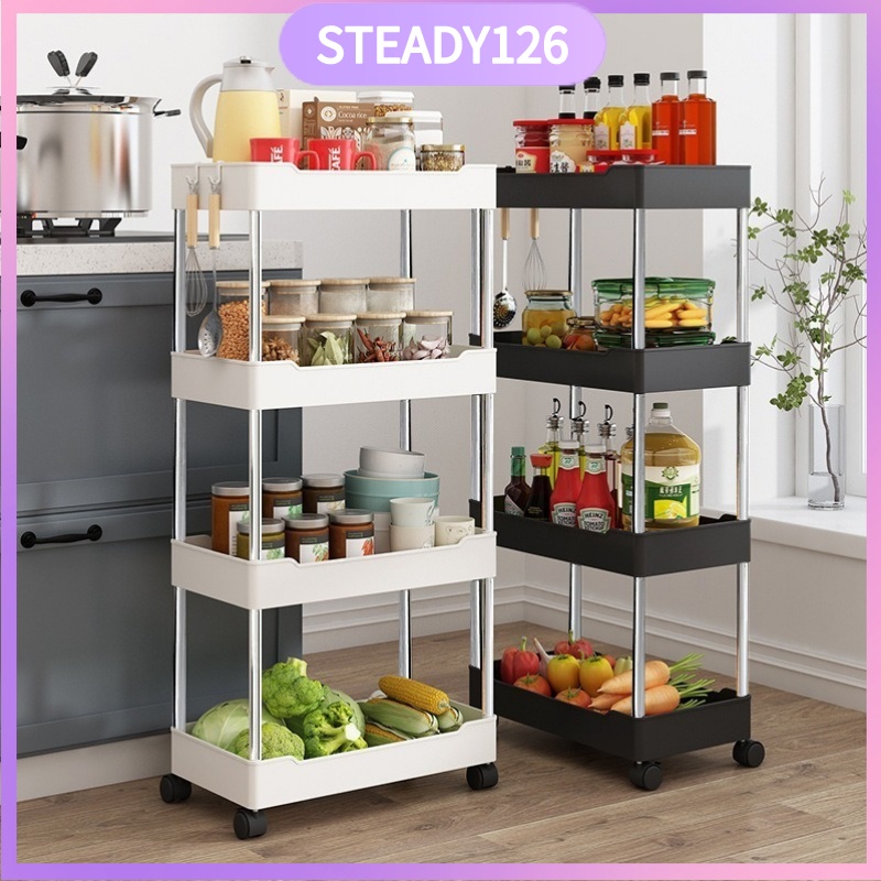 3 Tier Trolley Rack Office Shelves Home Kitchen Rack With Plastic Wheel ...