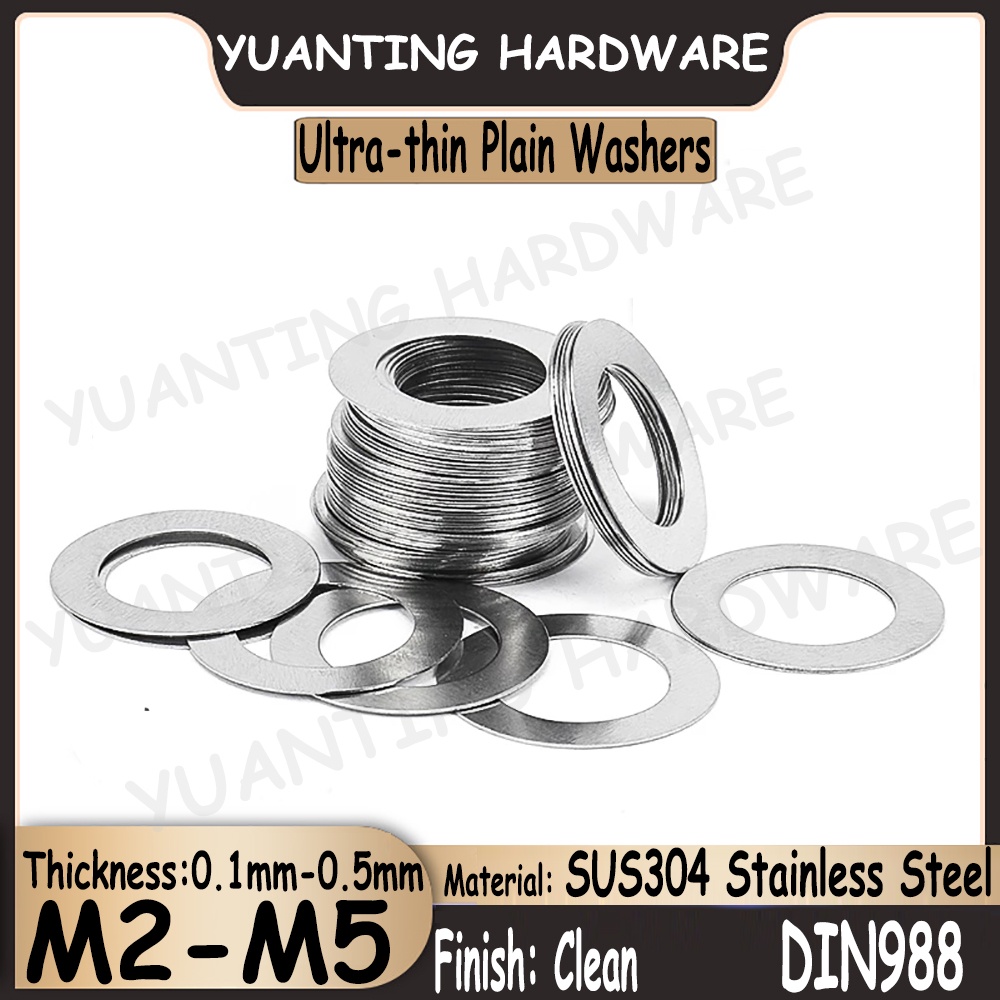 50Pcs M2 M2.5 M3 M4 M5 SUS304 Stainless Steel DIN988 Shim Plain Washers ...