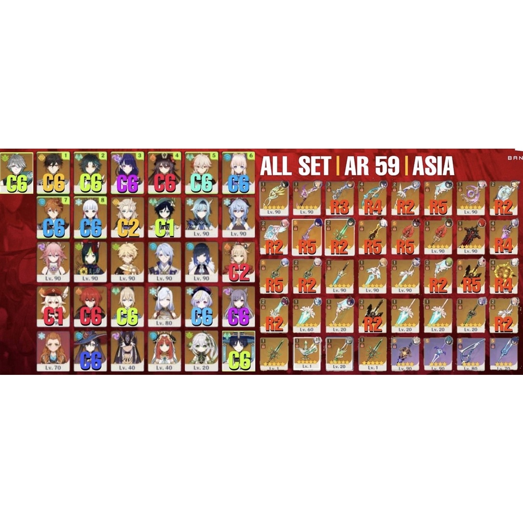 Genshin impact AR60 15+ C5 character and R5 weapon guarantee safe well ...