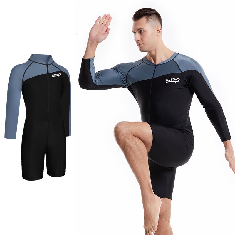 Swimming Suit For Men One Piece Long Sleeve Surfing Diving Swimwear ...