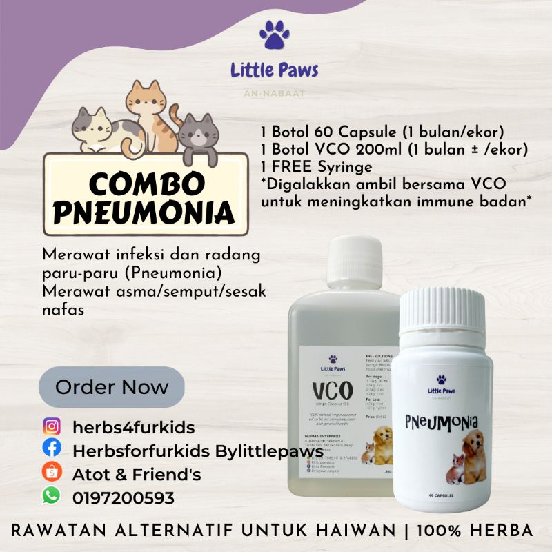 Little Paws PET HERB'S PNEUMONIA - Masalah Paru-Paru, Asma, Semput Pada ...