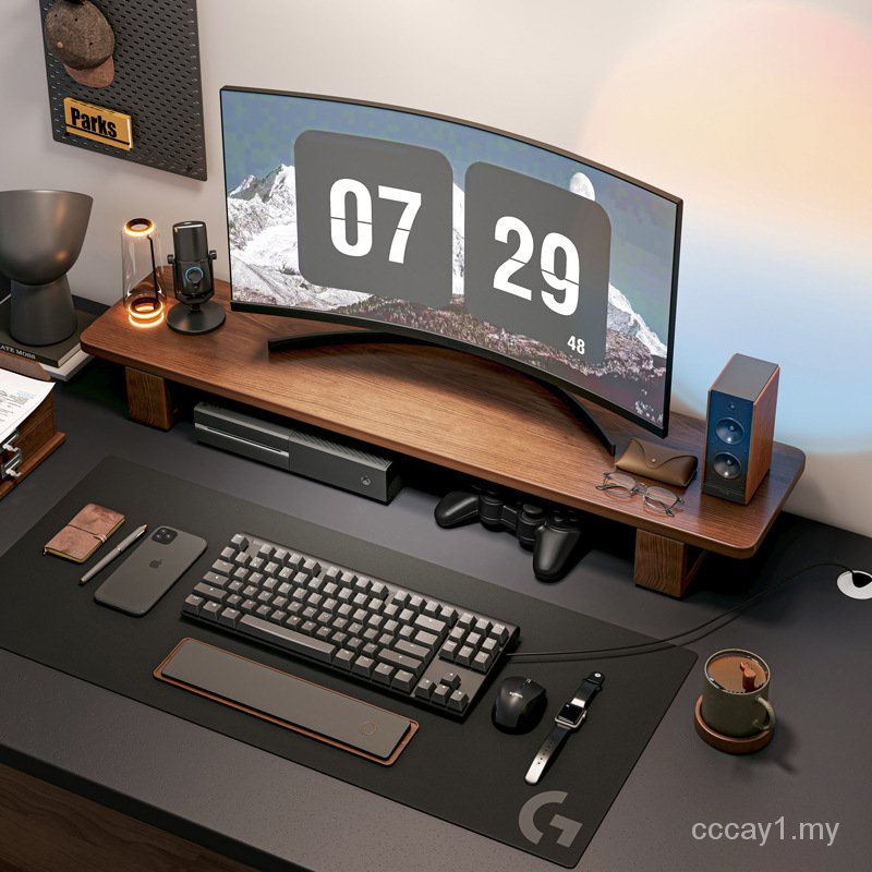 🛒Solid Wood Computer Riser Desktop Monitor Screen Pad Height Stand ...