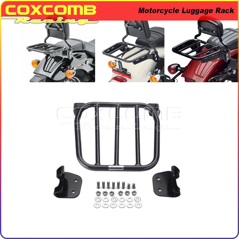 Black Motorcycle Sissy Bar Sport Luggage Racks For Harley Softail ...