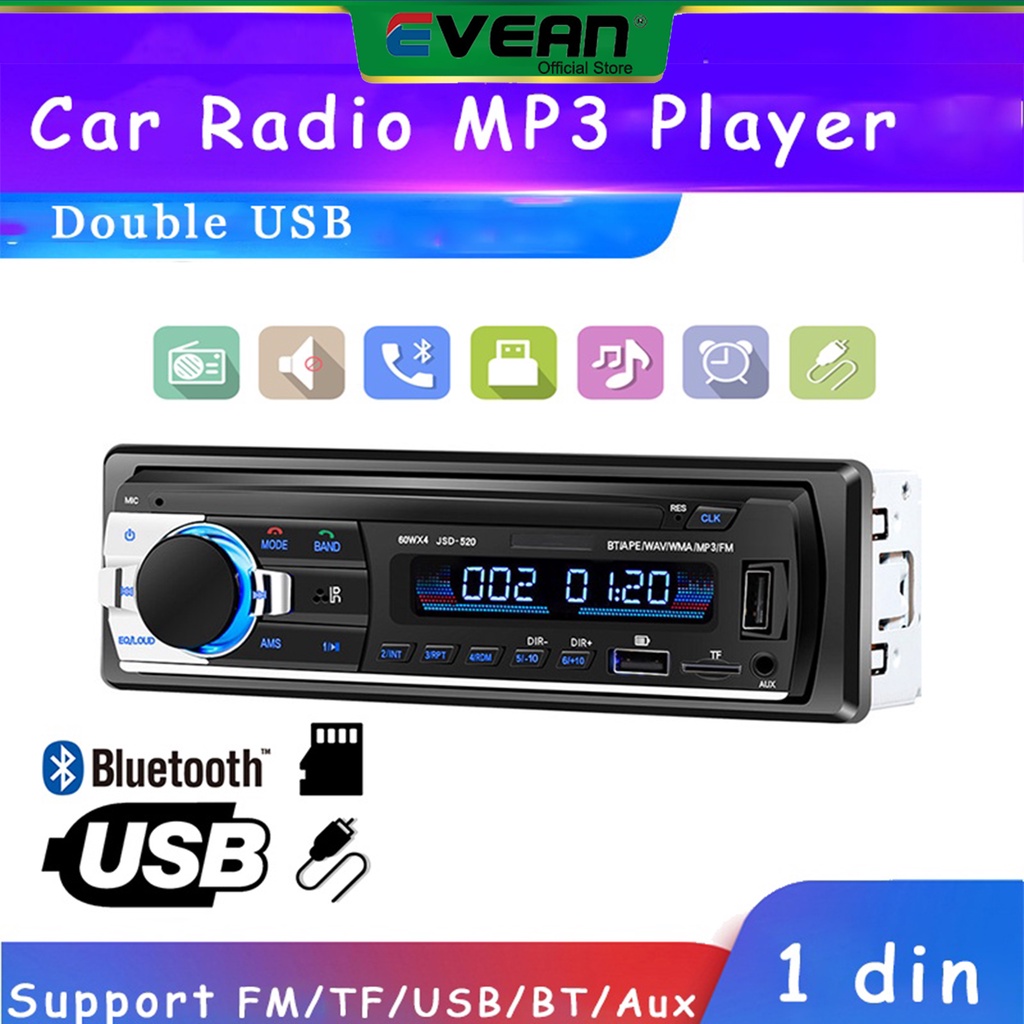 Evean Universal 1 Din Car Radio Autoradio MP3 Audio Player FM TF USB/SD ...