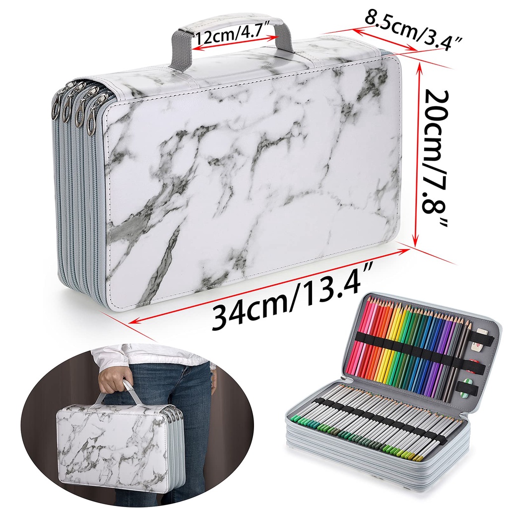300 Slots Colored Pencil Organizer - Deluxe PU Leather Pencil Case ...