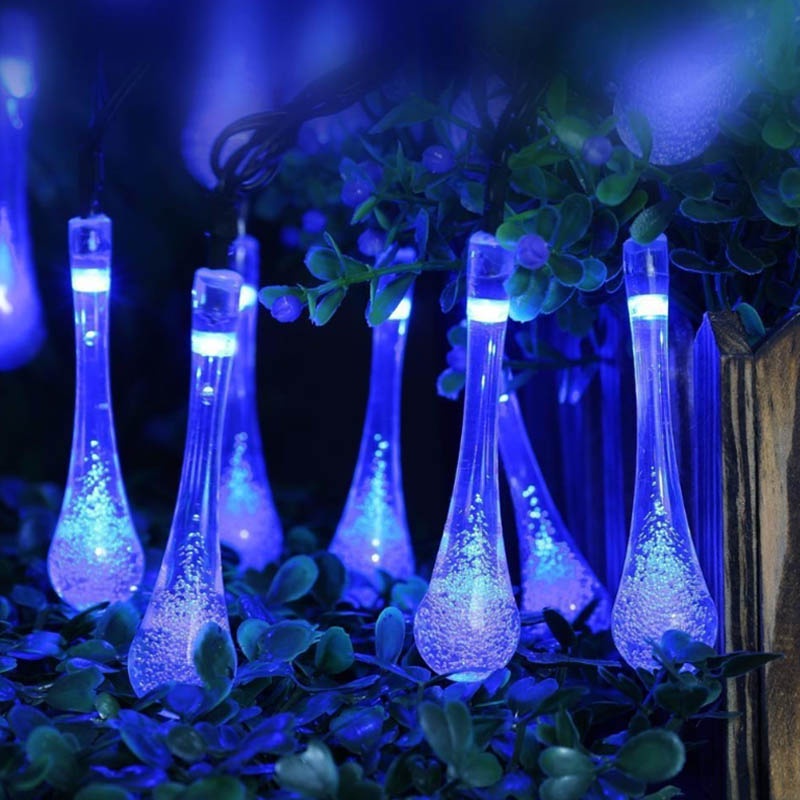 Raya 22M Solar Light Water Droplets 200 LED Outdoor Fairy Lights String ...
