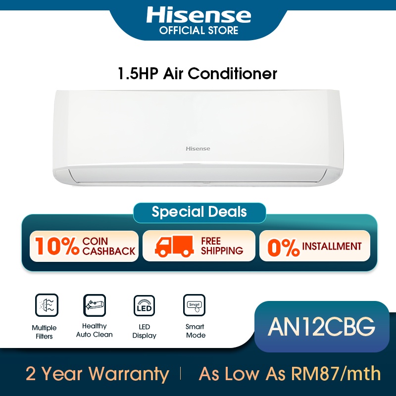 Hisense 1.5HP R32 Standard Air Conditioner/ Air Con / Smart Mode /Auto ...