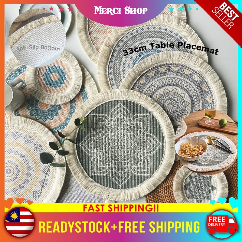 MS Nordic Style Non-slip Placemat Muslim Placement Woven Table Mat Heat ...