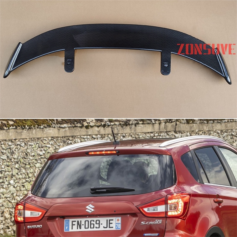Use For Suzuki SX4 S-Cross Spoiler ABS Plastic Carbon Fiber Look ...