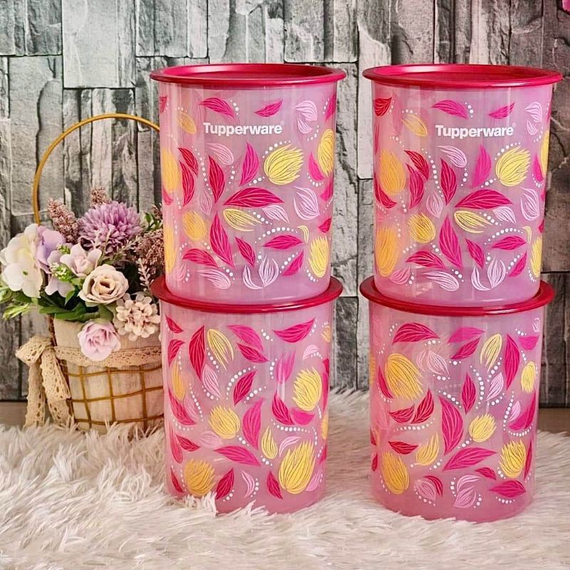 Tupperware 6pcs Royal Red Rose One Touch Canister/Spinning Tray/ Tupperware Petalz One Touch ...