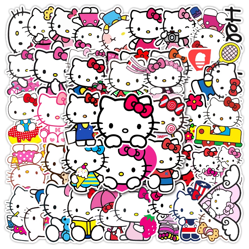 50 Piece Funny Hello Kitty DIY Creative Motor Stickers Car Stickers ...