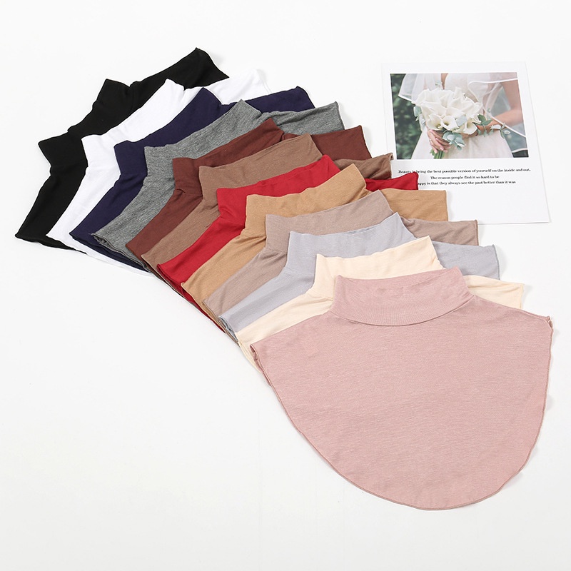 Jifang Women Solid Modal Muslim Turtleneck Fake Round Collar Hijab ...