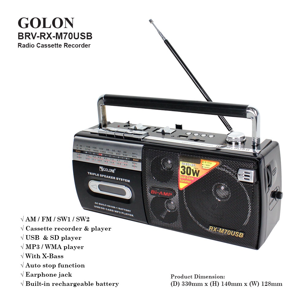 GOLON RX-M70 USB / SD CARD RADIO / CASSETTE RECORDER & PLAYER | Shopee ...