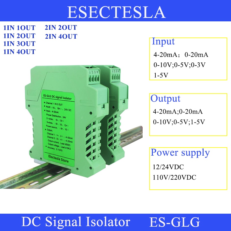 DC Signal Isolation Converter Analog 4-20mA Distribution Module Multi ...
