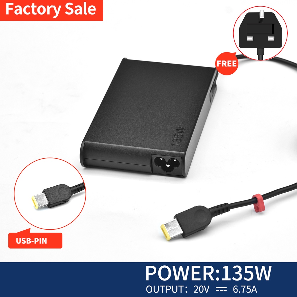 Lenovo 20V 6.7A 135W Slim Tip AC Adapter for Lenovo ThinkPad P1 20MD, Lenovo ThinkPad P1 20ME ...