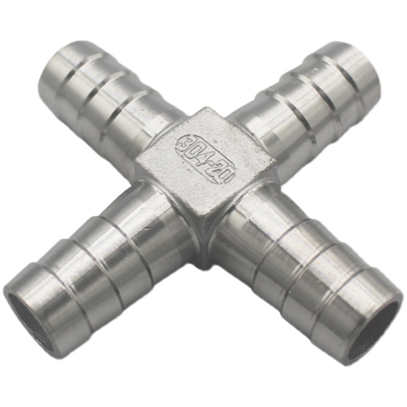 8mm to 25mm 304 Stainless Steel Cross Hose Barb Joint 4 Way For Water ...