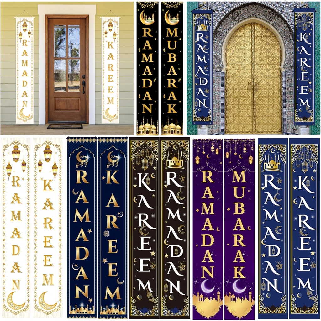 30x180cm Eid Mubarak Door Banner Ramadan Kareem Hari Raya Banner ...