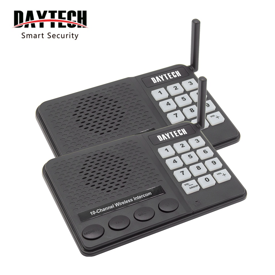 DAYTECH Wireless Intercom System 10 Channel 1K Meters Range No Battery Needed for Office Bank ...