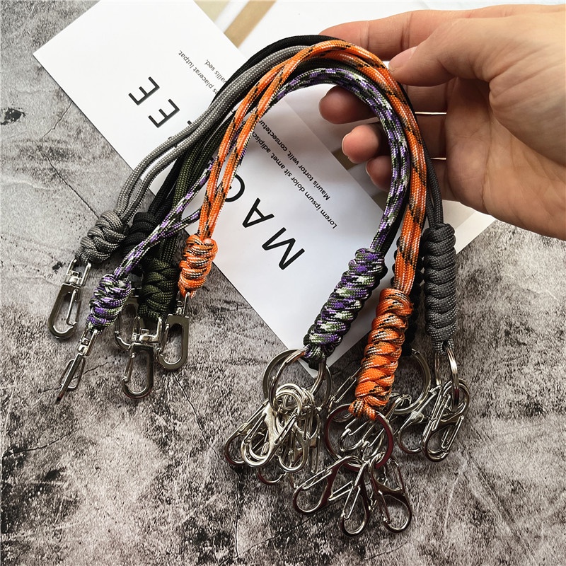 Hand Strap Braided Key Lanyards Heavy Metal Wrist Strap Keychain ...