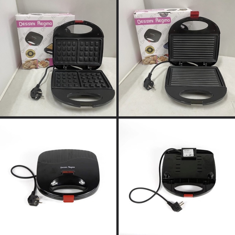 DESSINI REGINA Double Sided Electric Waffle Sandwich Maker Toaster ...
