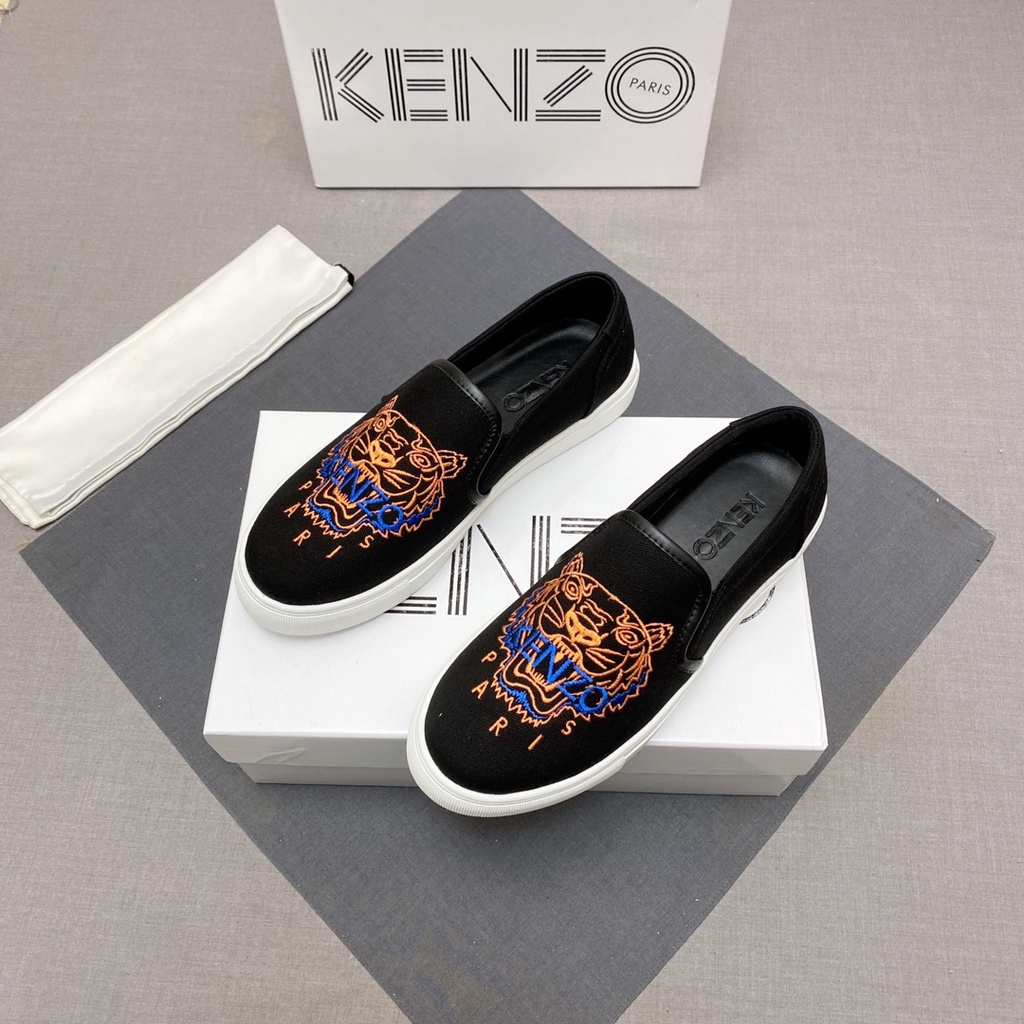 (high quality) 2023Ken Tiger head embroidery slip on Canvas loafers ...