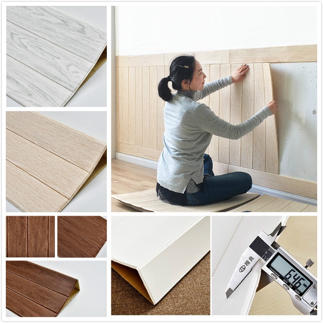 Large Size 70*35cm 3D wood dinding Wallpaper Wood Pattern 3D self ...
