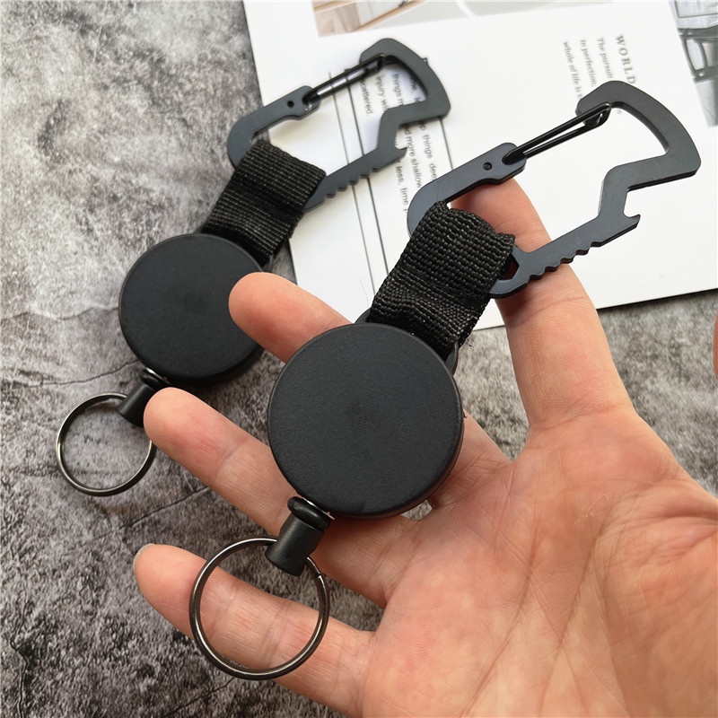 Retractable Reel Keychain High Elasticity Cord Badge Stainless Steel ...