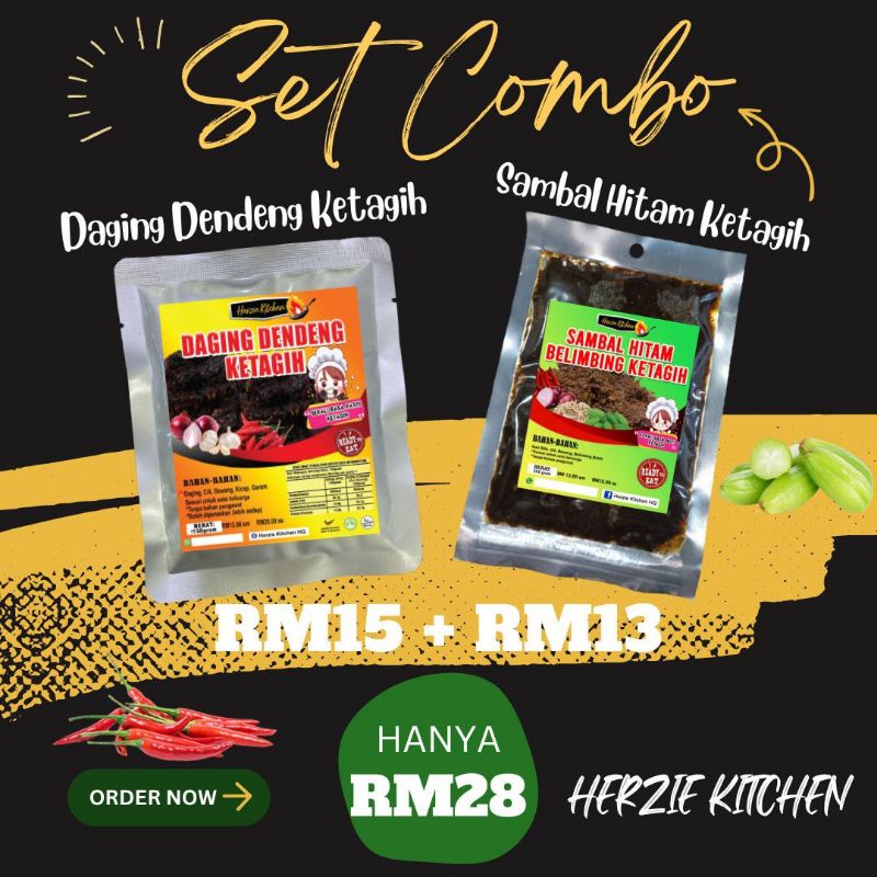 SET COMBO DAGING DENDENG KETAGIH + SAMBAL HITAM BELIMBING KETAGIH ...