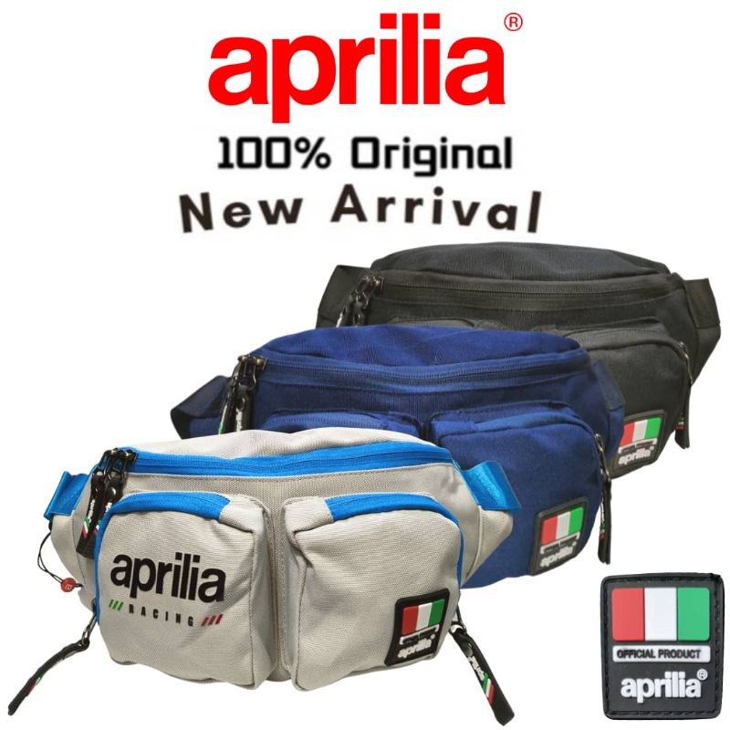 Aprilia Polyester Waist Pouch Bag Crossbody Bag l Original l Black Grey ...