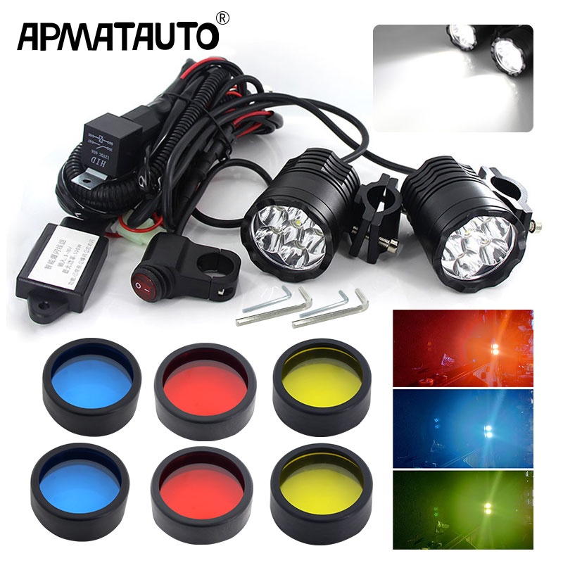 2PCS Universal Cree Chips Headlight LED Motorcycle Motorbike 12000LM ...