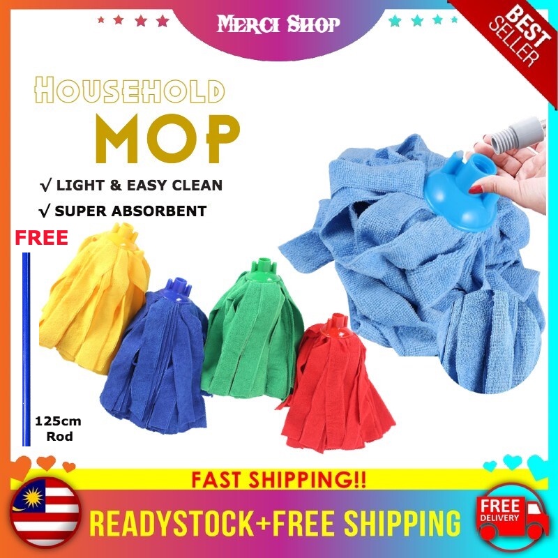 MS 1 SET with Rod Towel Cloth Mop Head Lightweight Super Absorbent ...