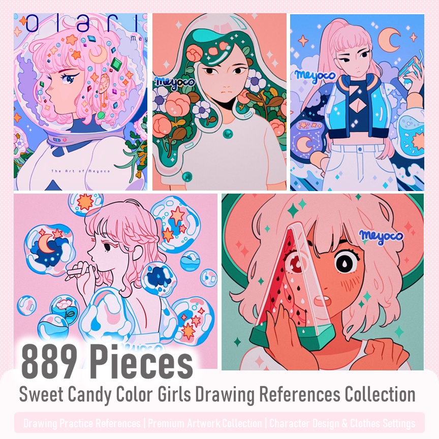 🔥 Digital Illustration Collection - Sweet Candy Color Girls Drawing ...