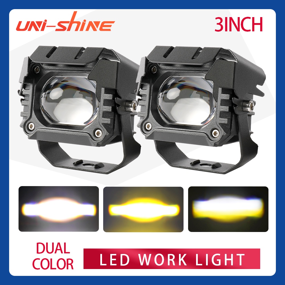 UNI-SHINE Motorcycle Spotlight Mini Driving LED Light High & Low White ...