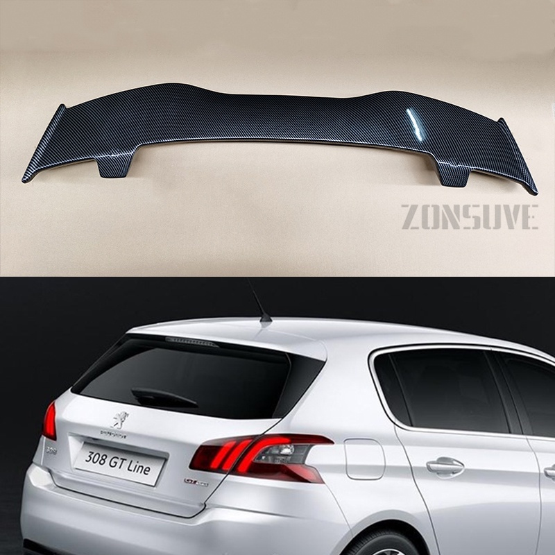Use For Peugeot 308 2014-2018 Spoiler ABS Plastic Carbon Fiber Look ...