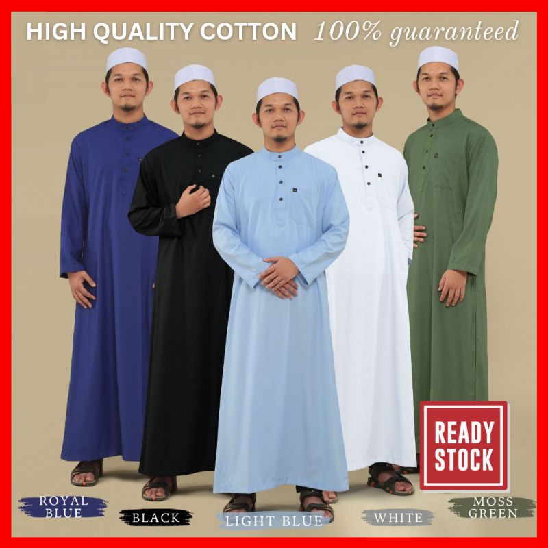 [HOT SELLING] Jubah Lelaki Exclusive Men Plain Soft Cotton Black White ...