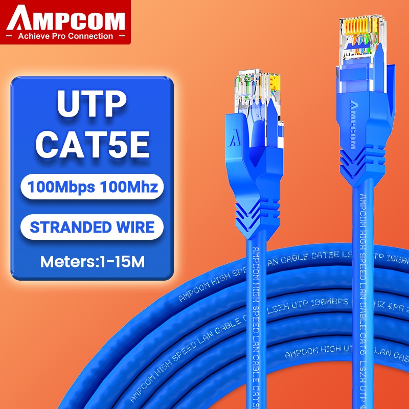 AMPCOM CAT5E Network UTP Set Patch Cord Cables for Desktop Computers ...