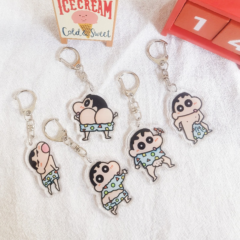 Key Chain Kawaii Crayon Shin Chan Double Sided Transparent Acrylic Girl ...