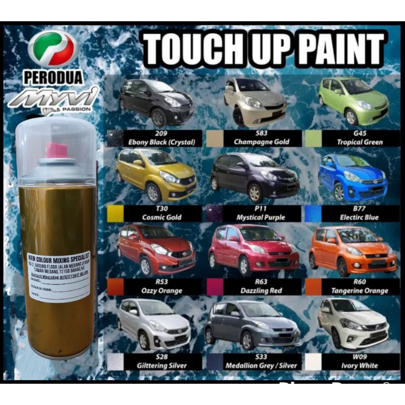 PERODUA MYVI All Colors Touch Up Paint Spray Tin 400ML | Shopee Malaysia