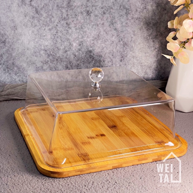 Cake Box Cake Tray with Lid Serving Tray with Acrylic Cover Pastry Cake ...