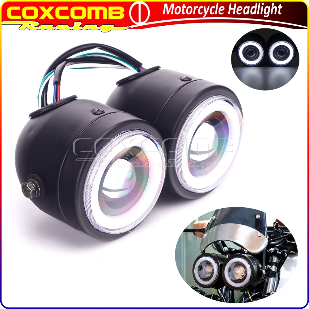 Universal Motorcycle LED Retro Dominator Street Headlight Double ...