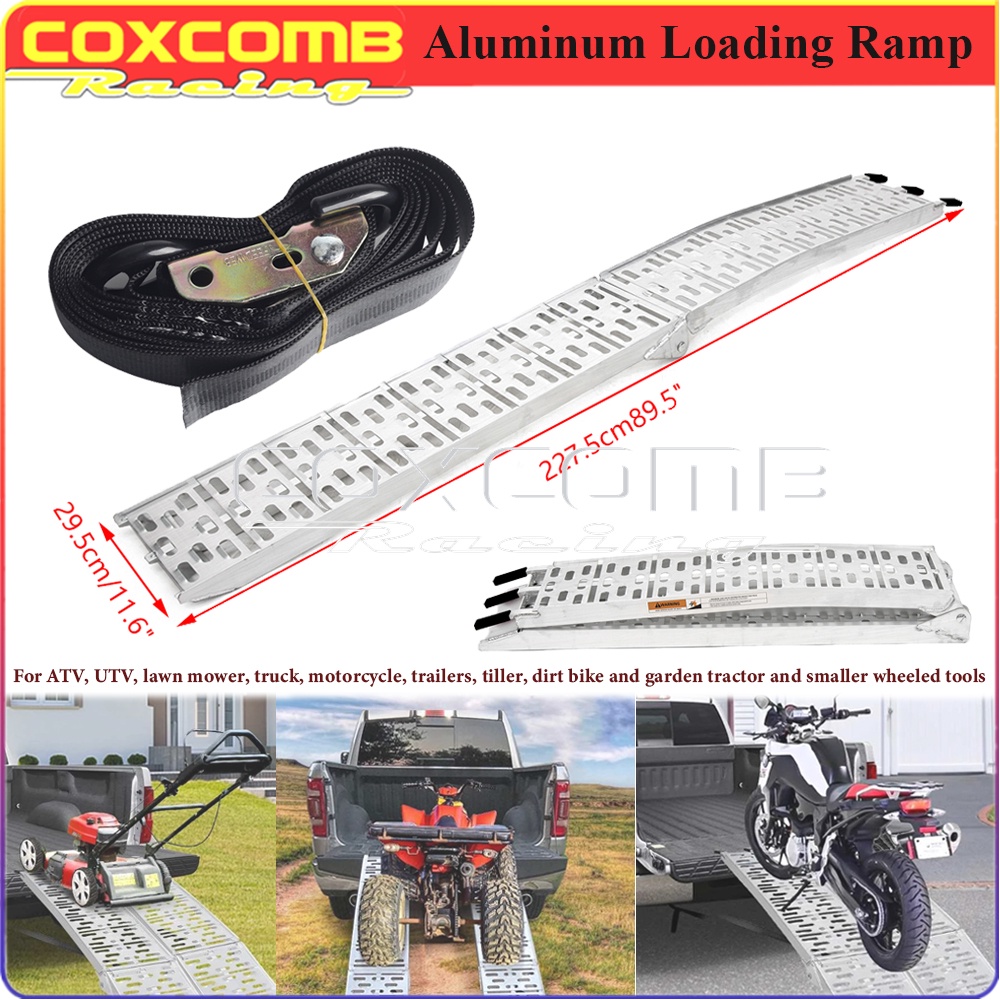 1pcs Aluminum Car Folding Ladder Step Portable W/ Loading Strap Ramp ...