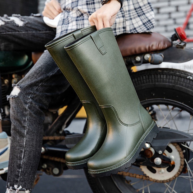Men's rain boots, high tubes, warm rain boots, short barrels, wear ...